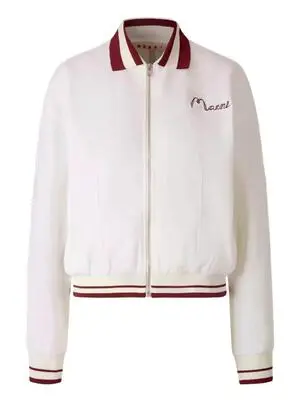 Marni Embroidered Logo Bomber Jacket - White