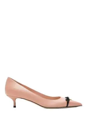 Valentino Garavani Pointy Bow Leather Pumps - Neutrals
