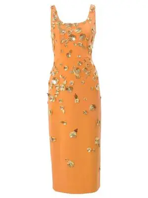 Carolina Herrera Floral Embellished Midi Dress - Orange