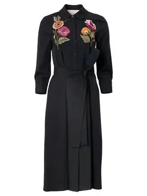 Carolina Herrera Embroidered Shirt Dress With Belt - Black