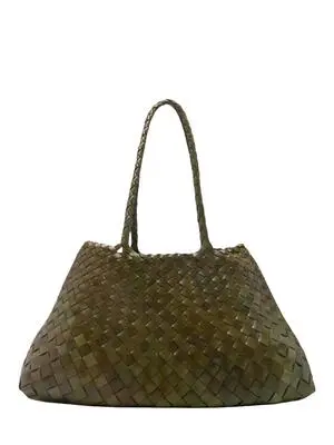 Dragon Diffusion Large Santa Croce Woven-design Shoulder Bag - Green