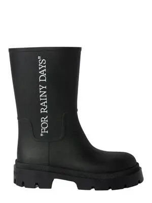 Off-White Slogan-print Platform Boots - Black