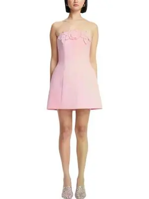 LEO LIN Roselle Floral-appliqué Strapless Mini Dress - Pink