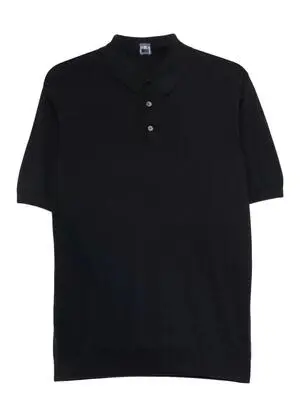 Fedeli Button-up Polo Shirt - Blue