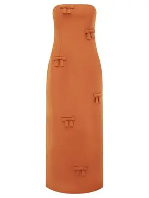 LEO LIN Rayna Bow Bustier Maxi Dress - Orange