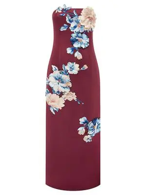LEO LIN Rayna Embroidered Maxi Dress Burgundy