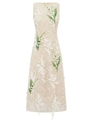 LEO LIN Cleo Embellished Lace Midi Dress