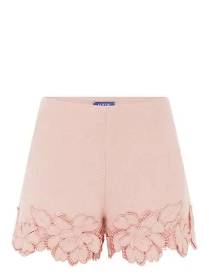 LEO LIN Elle Applique Tweed Shorts Pink