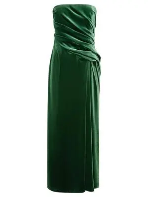 LEO LIN Florence Ruffled Velvet Maxi Dress - Dark Green