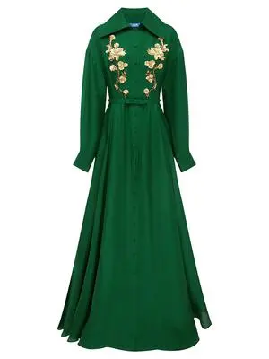 LEO LIN Josephine Embellished Gown - Dark Green