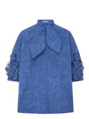 LEO LIN Brooklyn Applique Vegan Suede Bow Top
