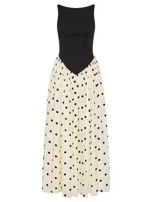 ROAME Pamela Polka Dot Maxi Dress - Black/white