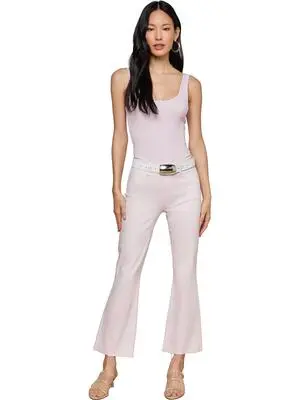 L'Agence Kendra Coated Cropped Flare Jean - Icy Lilac Coated