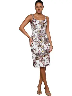 L'Agence Ida Butterfly Jungle Print Dress - White Multi Large Butterfly Jungle