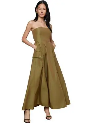 L'Agence Nessa Strapless Gown - Olive