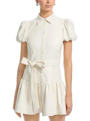 Alice + Olivia Henrietta Faux Leather Mini Dress - Off White