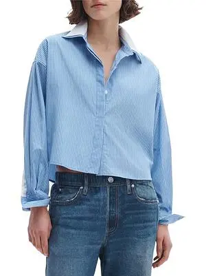 Rag & Bone Marin Stripe Layered Shirt - Blue Stripe