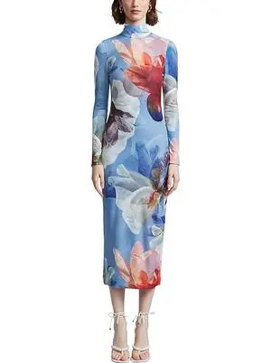 Bcbgmaxazria Alma Midi Dress - Coral Garden Print