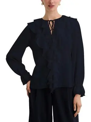 TOCCIN Tobi Exaggerated Ruffle Blouse - Midnight