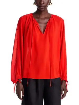 TOCCIN Oletta Long Sleeve Blouse - Tomato