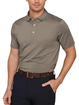 RHONE Drive Time Golf Polo Shirt - Smokey Olive Stripe