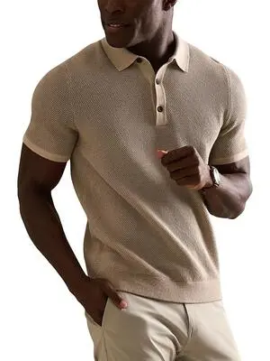 RHONE Mercer Knit Polo Shirt - Bone
