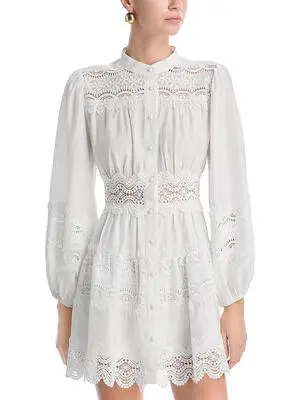 Aqua Swirl Lace Mini Dress - White