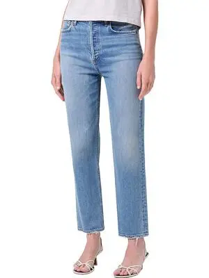 AGOLDE 90s Pinch Waist High Rise Straight Crop Jeans Renew