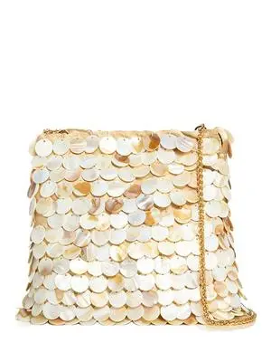 Aqua Sequin Clutch - White