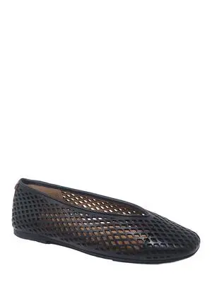 KENNETH COLE Willow Perforated Leather Ballet Flats - Black Leather