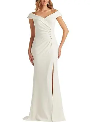 Tadashi Shoji Off-shoulder Gown - Ivory