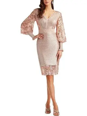 Tadashi Shoji Lovell Bishop Sleeve Dress - Antique Pink
