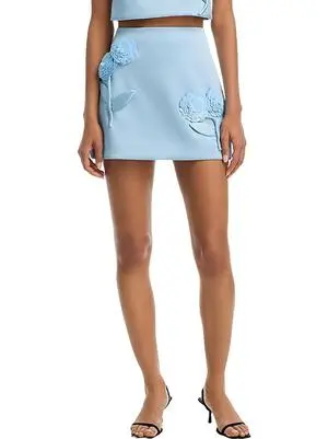 SELF-PORTRAIT Sequin Flower Mini Skirt - Blue