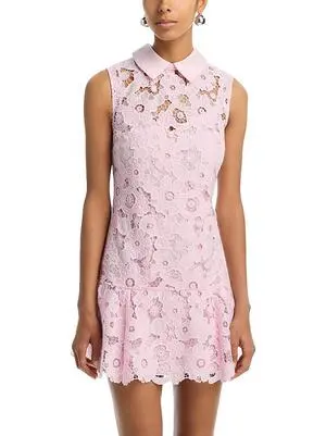 SELF-PORTRAIT Lace Collared Mini Dress - Pink
