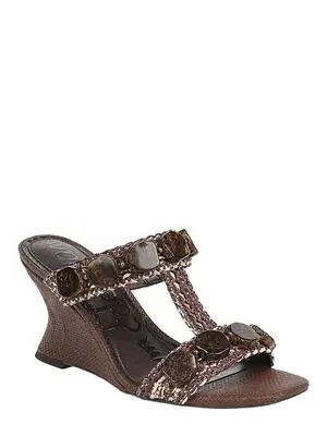 Sam Edelman Dante Embellished Wedge Sandals - Mocha Multi