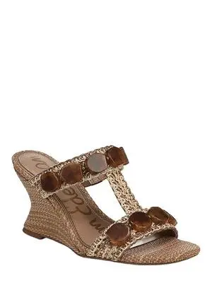 Sam Edelman Dante Embellished Wedge Sandals - Tawny Tan