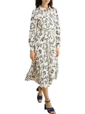 HOBBS LONDON Ashleen Paisley Belted Midi Dress - Cream Midnight