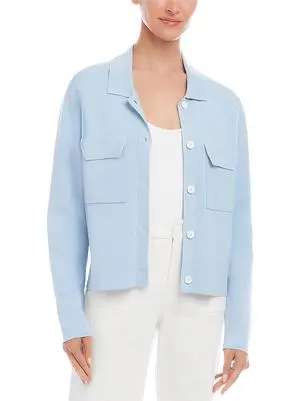 Karen Kane Collared Sweater Jacket - Blue