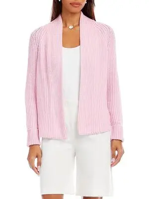 Karen Kane Cropped Open Front Cardigan Sweater - Pink