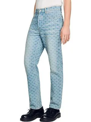 Sandro Regular Fit Square Cross Jeans - Sky Blue
