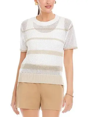 Fifteen Twenty Faye Crochet Sweater Top - Cream/ Khaki