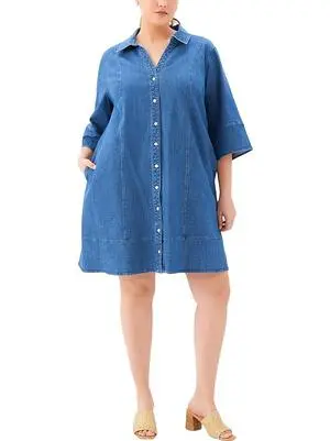 Karen Kane Flare Sleeve Shirt Dress - Chambray
