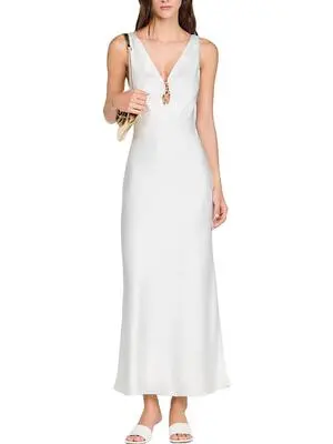 Sandro Satin Effect Jewel Maxi Dress - White