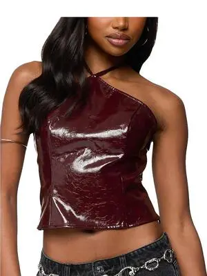 EDIKTED Hailie Halter Top - Burgundy