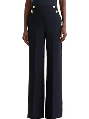 REISS Petites Carley Wide Leg Trousers - Navy