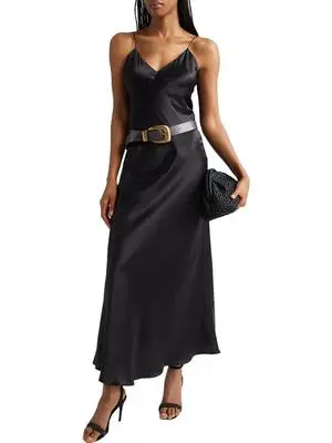 Eleventy Silk Satin Slipdress - 22 Black