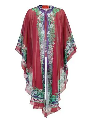 La DoubleJ Maria Floral-print Cape - Red