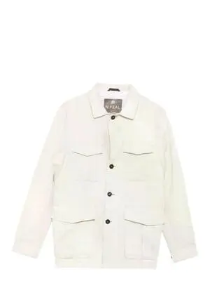 N.peal Herringbone Jacket With Classic Collar And Button Fastening - Neutrals
