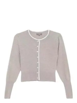 N.peal Lace Trim Crew Neck Cardigan - Neutrals