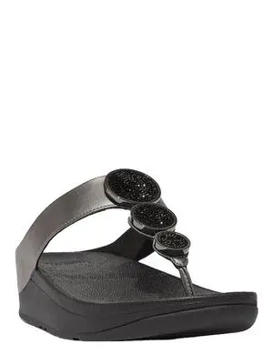 Fitflop Halo Bead Circle Metallic Sandals - Pewter Black